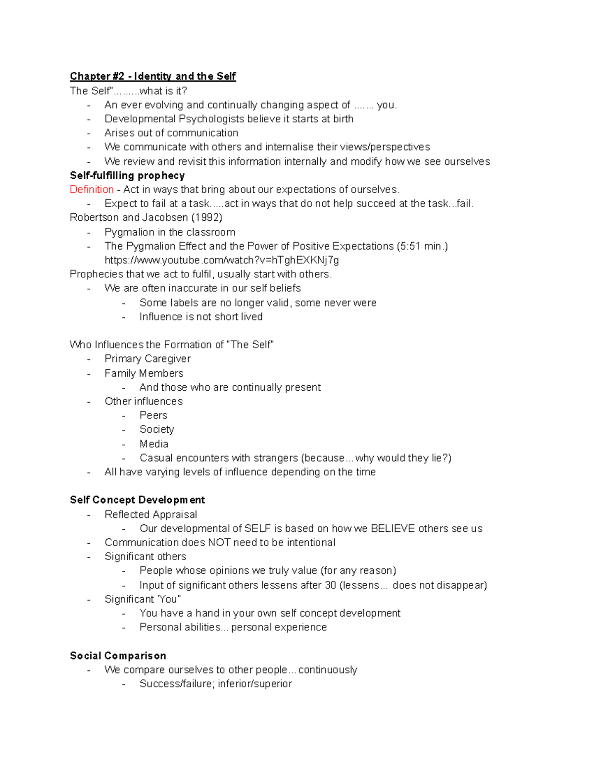 Chapter #2 OL MB 200 - Lecture Notes - Chapter #2 - Identity and the ...