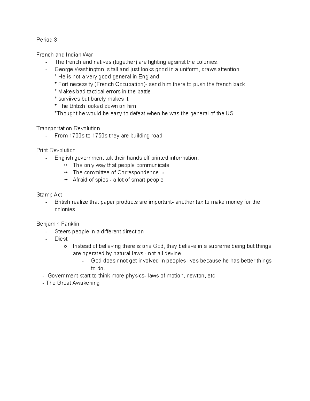 Period 3 Notes APUSH - Period 3 French and Indian War - The french and ...