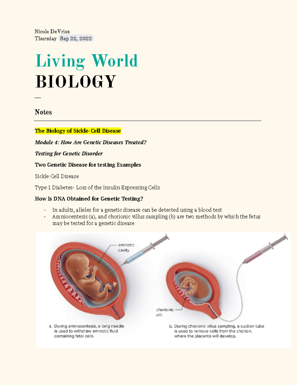 Genetic Disease Treatment and Testing: Biology Notes - Studocu