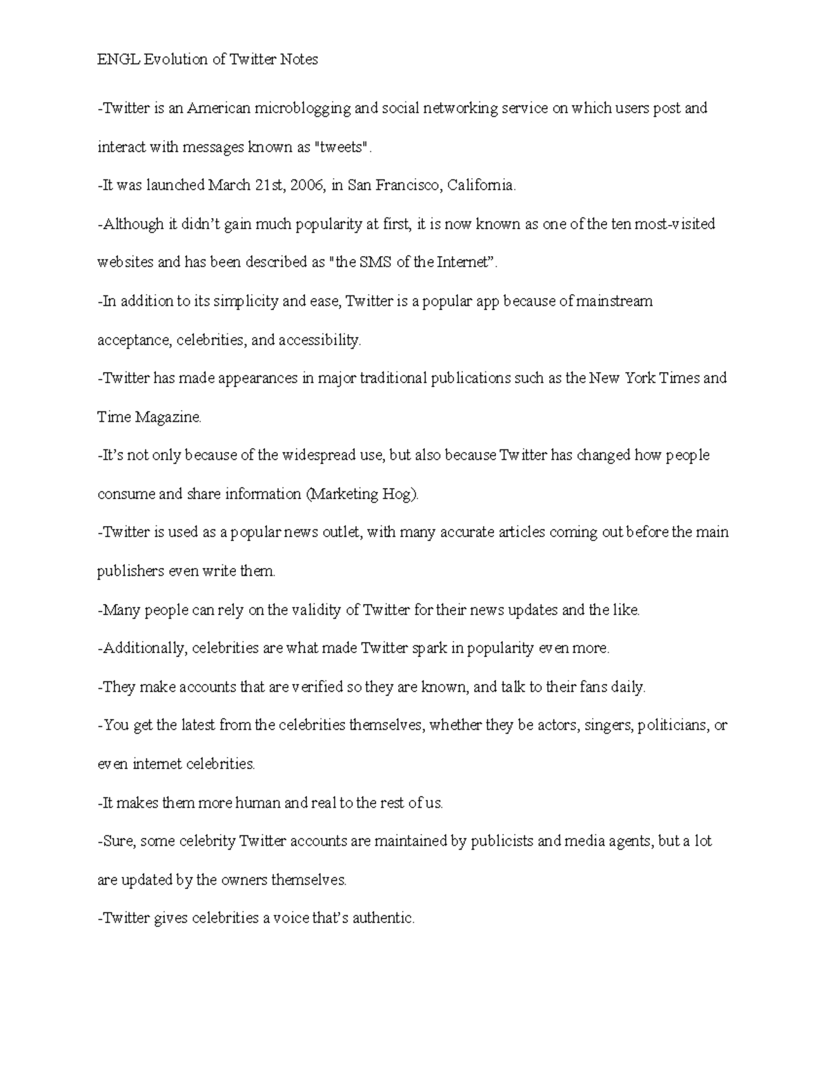 ENGL Evolution of Twitter Notes - ENGL Evolution of Twitter Notes ...