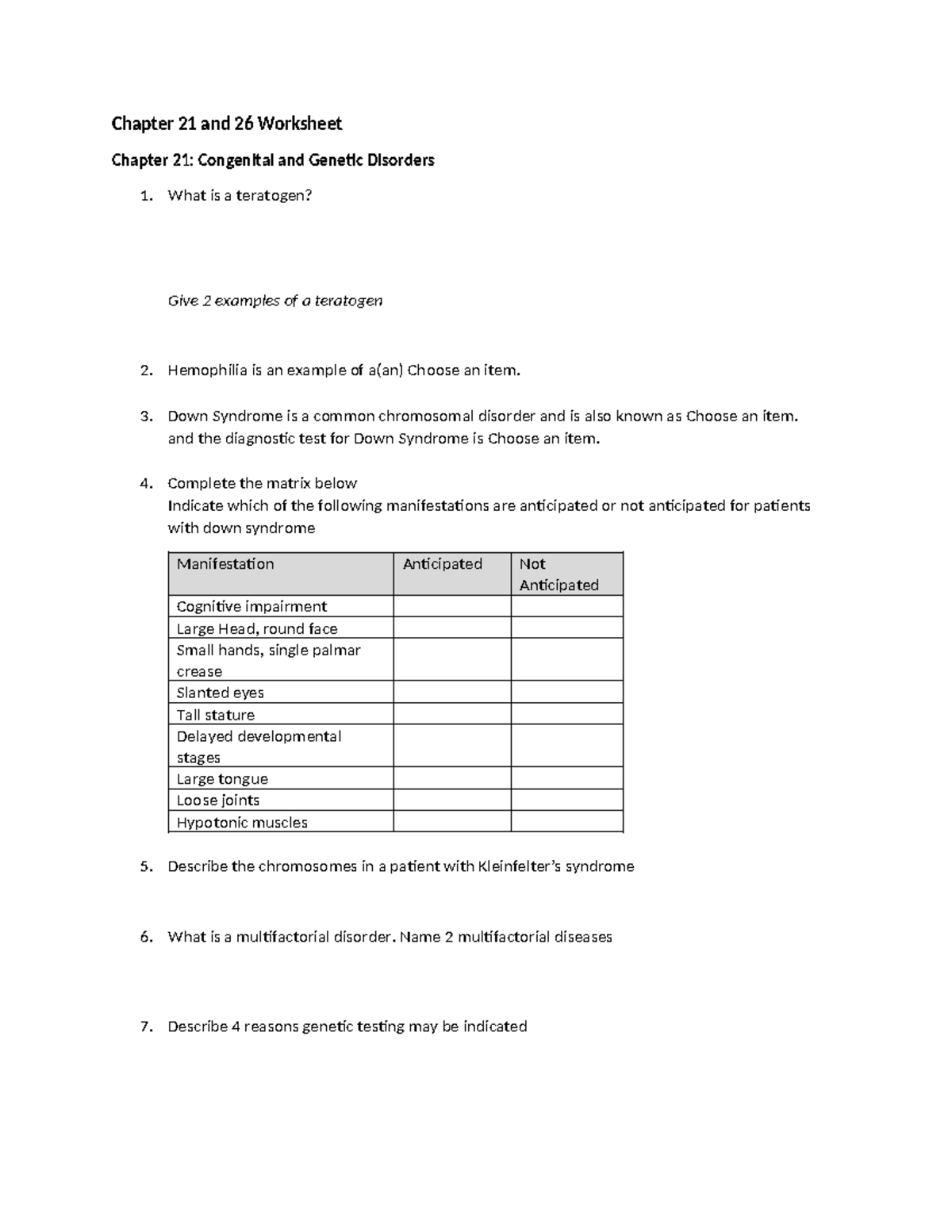 NR283 Chapter 21 and 26 Worksheet - Chapter 21 and 26 Worksheet Chapter ...