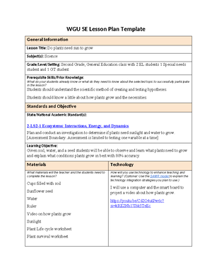 Task 1 D095 - A1. I envision my future class to be a first-grade level ...
