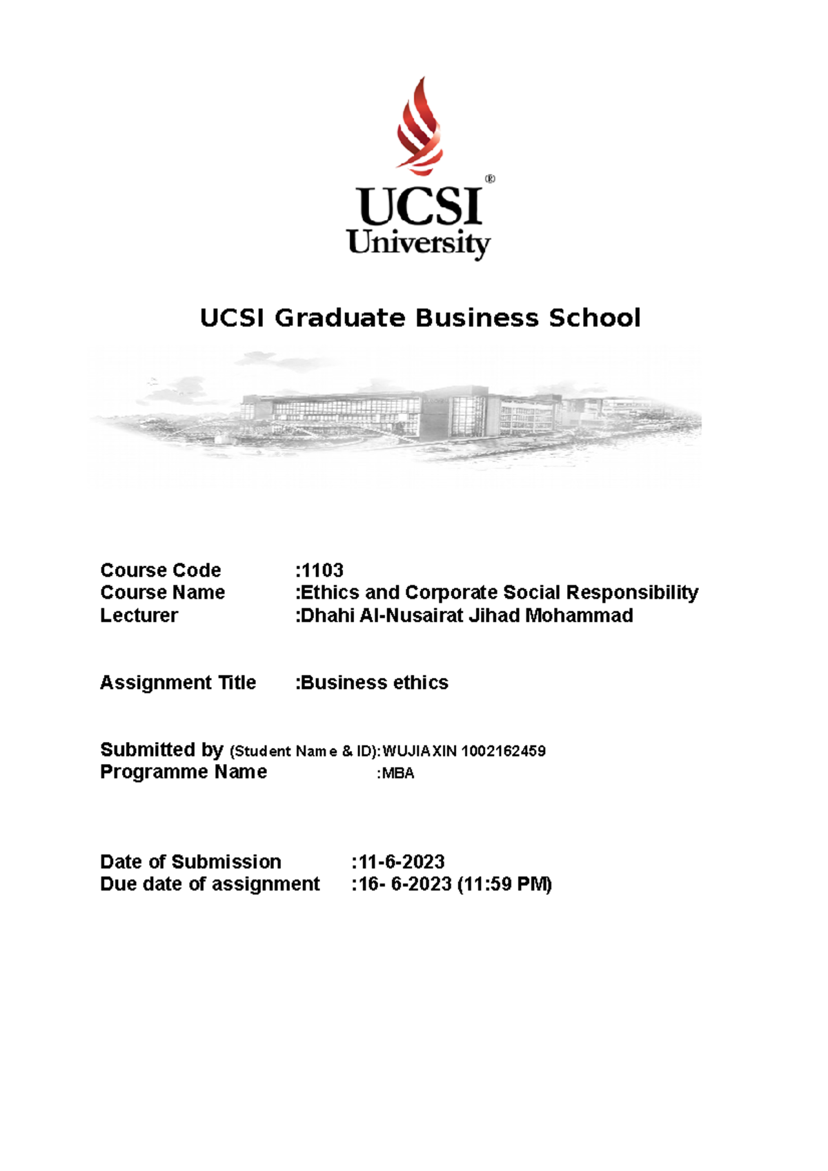 MGB1103 Wujiaxin - THIS is my assignment - A coursework completed as part of the requirement for ...