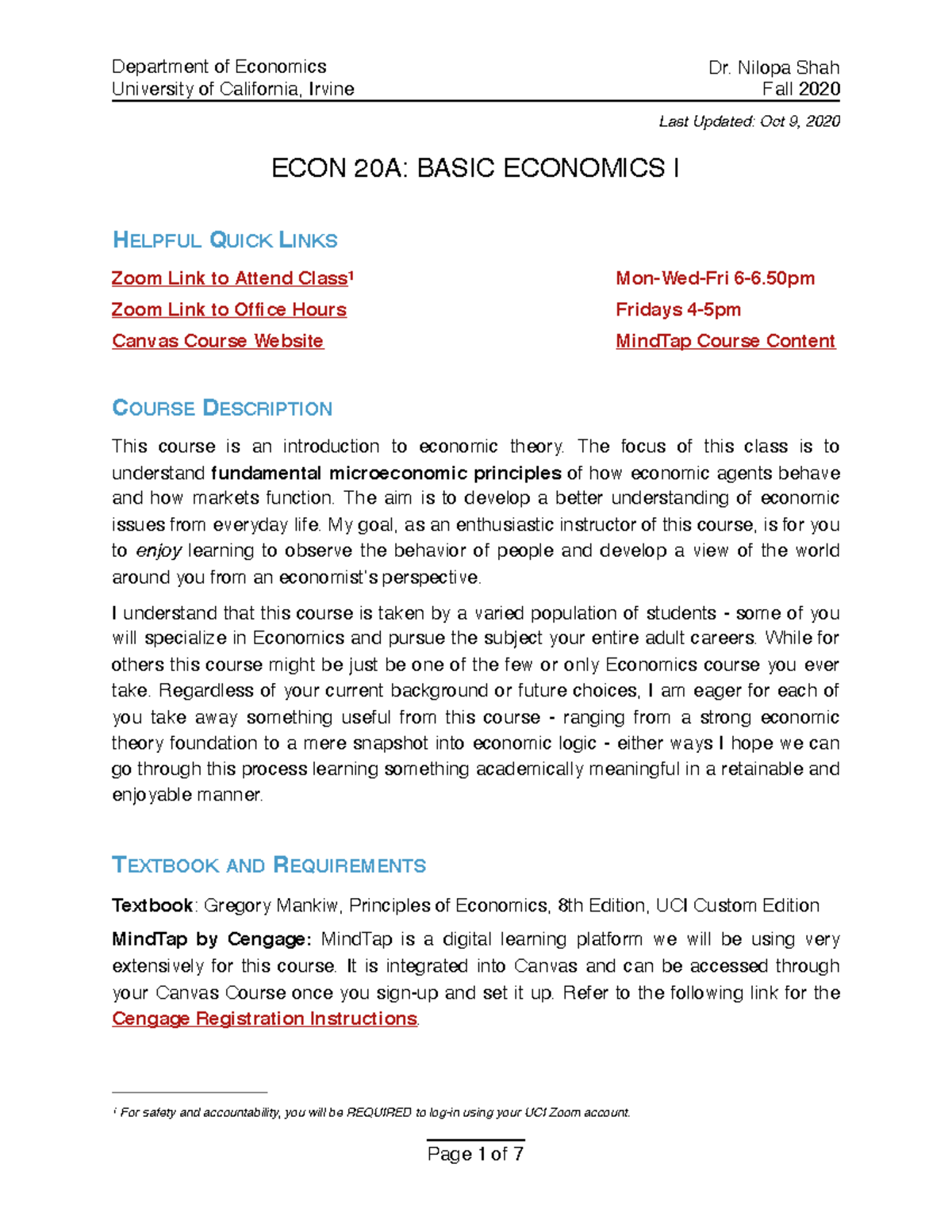 Econ20A F2020 Shah Syllabus - University of California, Irvine Fall ...