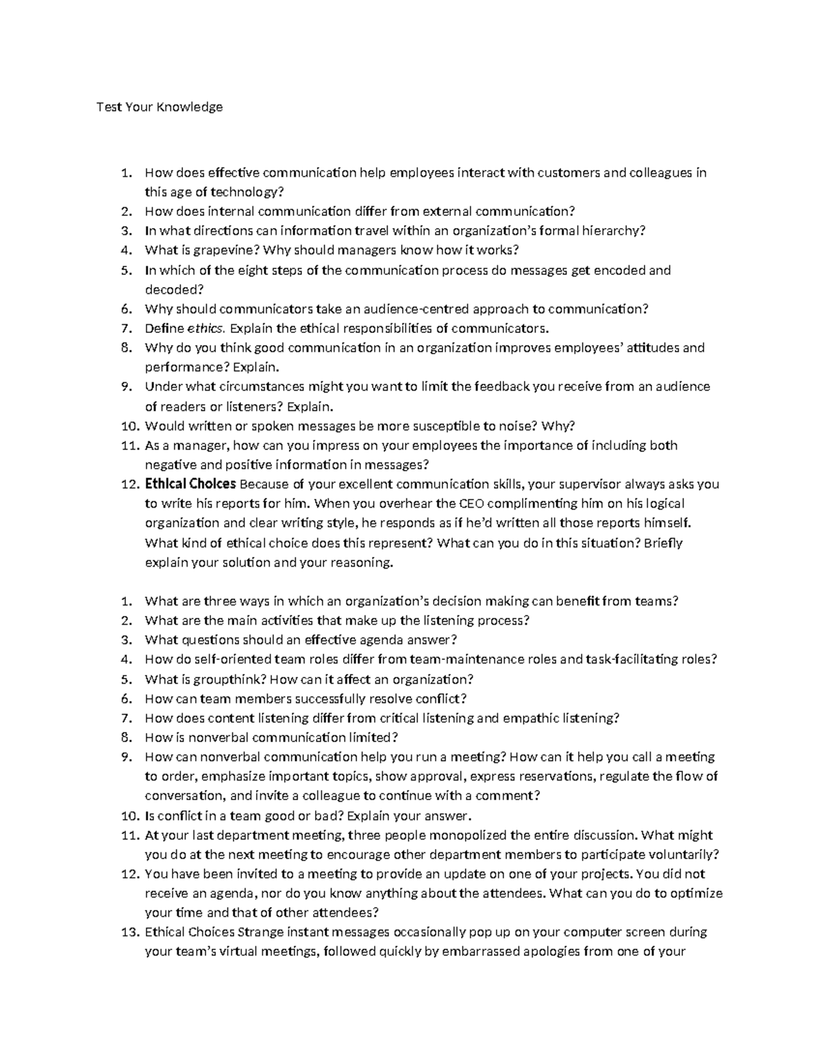 Test Your Knowledge - Question to practice - Test Your Knowledge 1. How ...