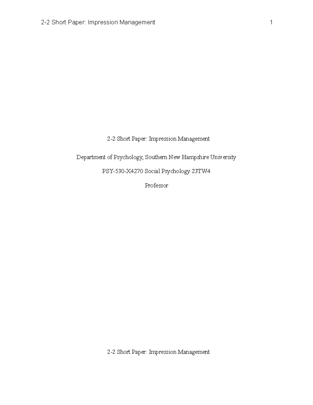 Copy of 2-2 Short Paper Impression Management - 2-2 Short Paper ...
