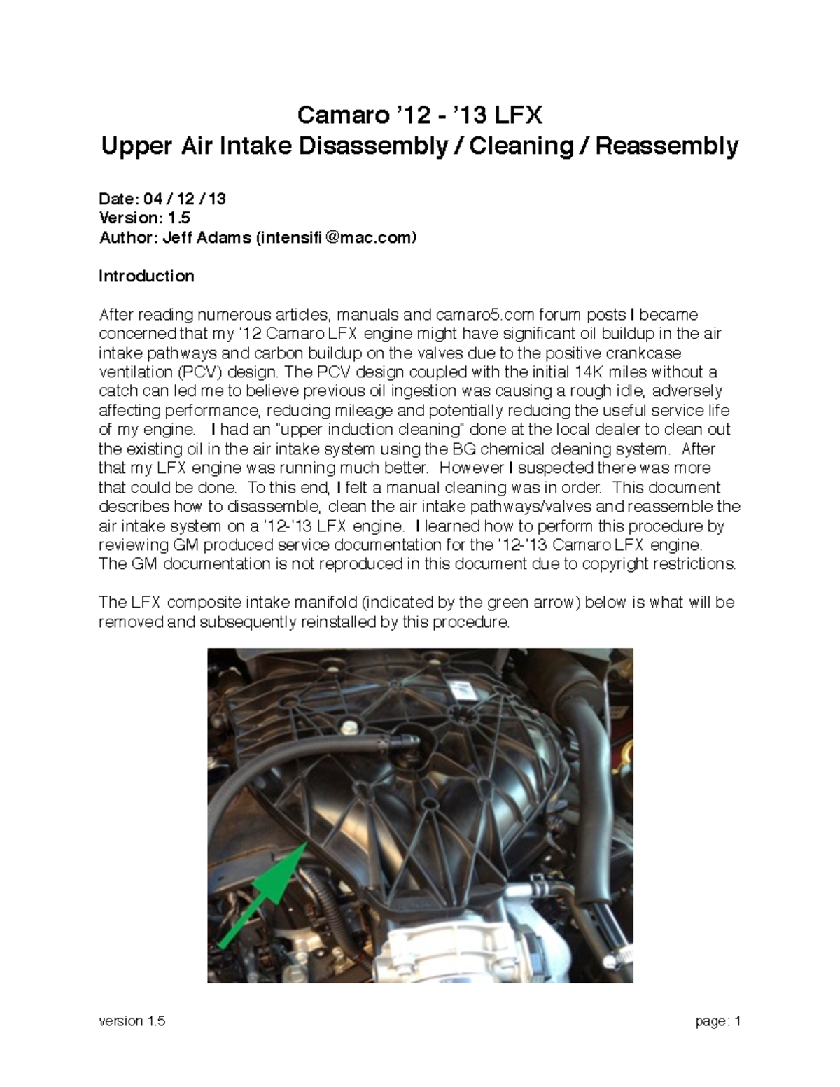 LFX Air Intake Removal Cleaning Reinstallation - Camaro ’12 - ’13 LFX ...