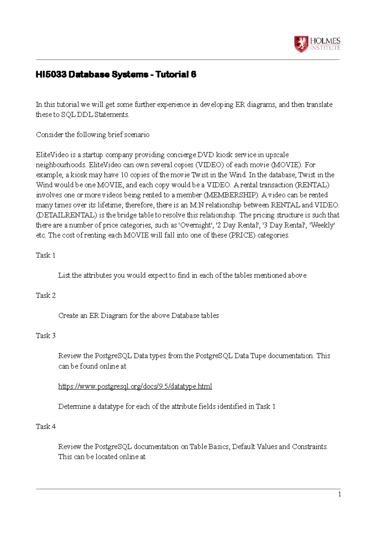 HI5033-Tutorial-06 - Its good paper - HI 5033 Database Systems ...