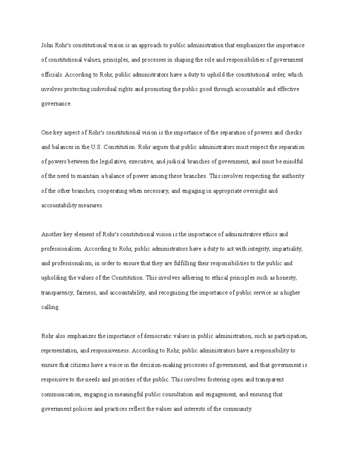 Notes on John Rohr Constitutional Vision - John Rohr's constitutional ...
