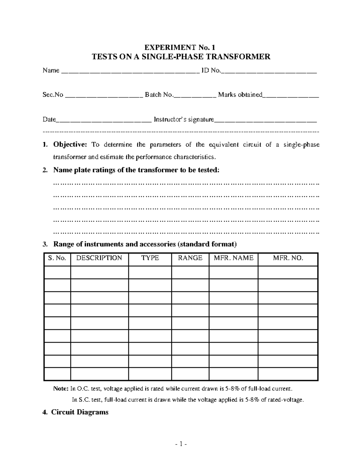 Electrical Machines-report-template-2018 19-sem1 cycle 1 - EXPERIMENT ...