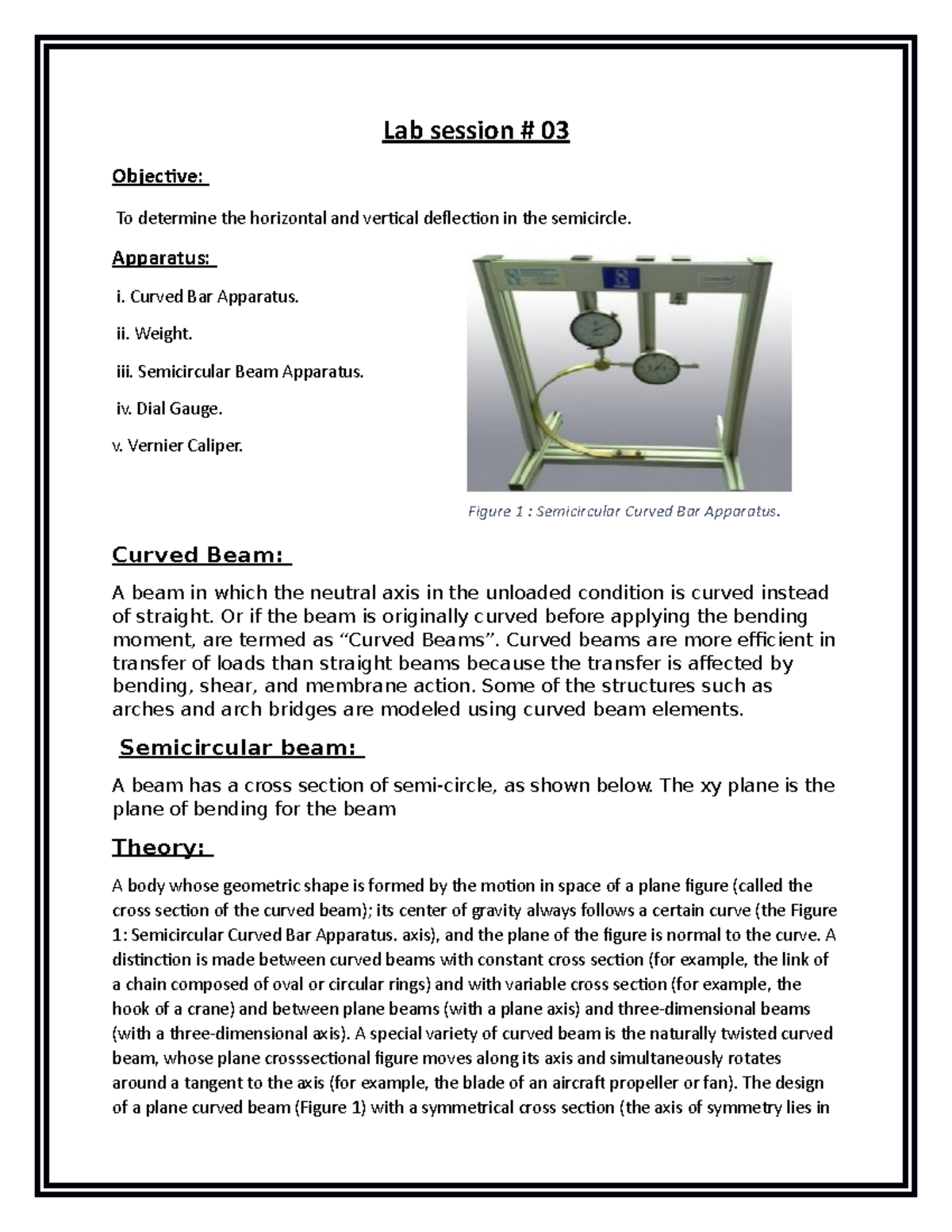 Lab session 3 - lab report - Lab session # 03 Objective: To determine the horizontal and ...
