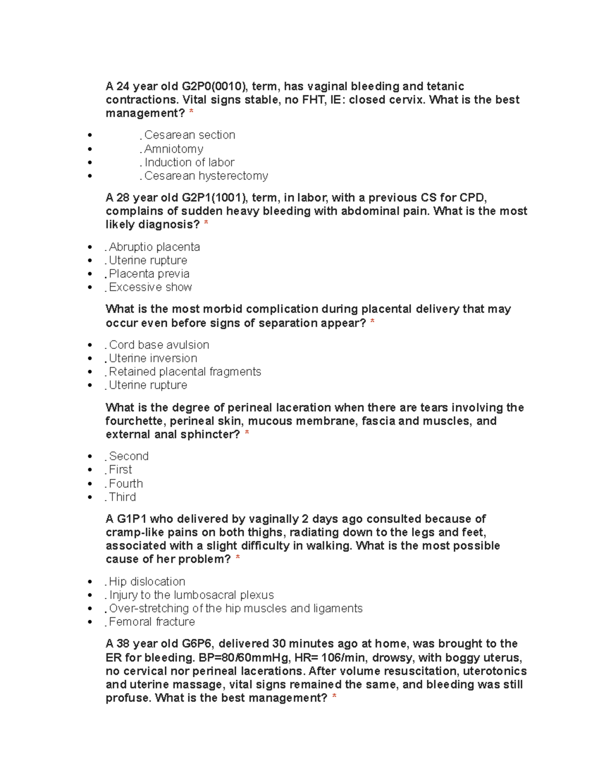 Corpus Luteum medical part 3 - **A 24 year old G2P0(0010), term, has ...
