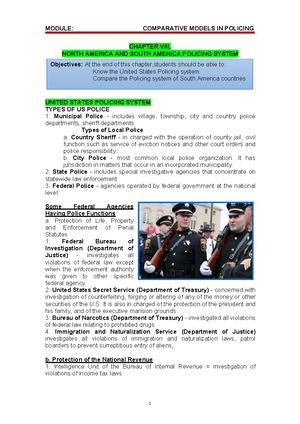 LEA-2 ( Module 3) - comparative models in policing - MODULE 3 ...