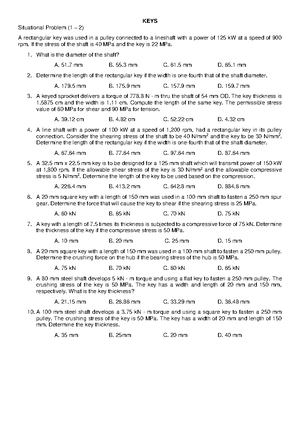 Coupling- Sample Problems - COUPLINGS A flange bolt coupling has ten ...