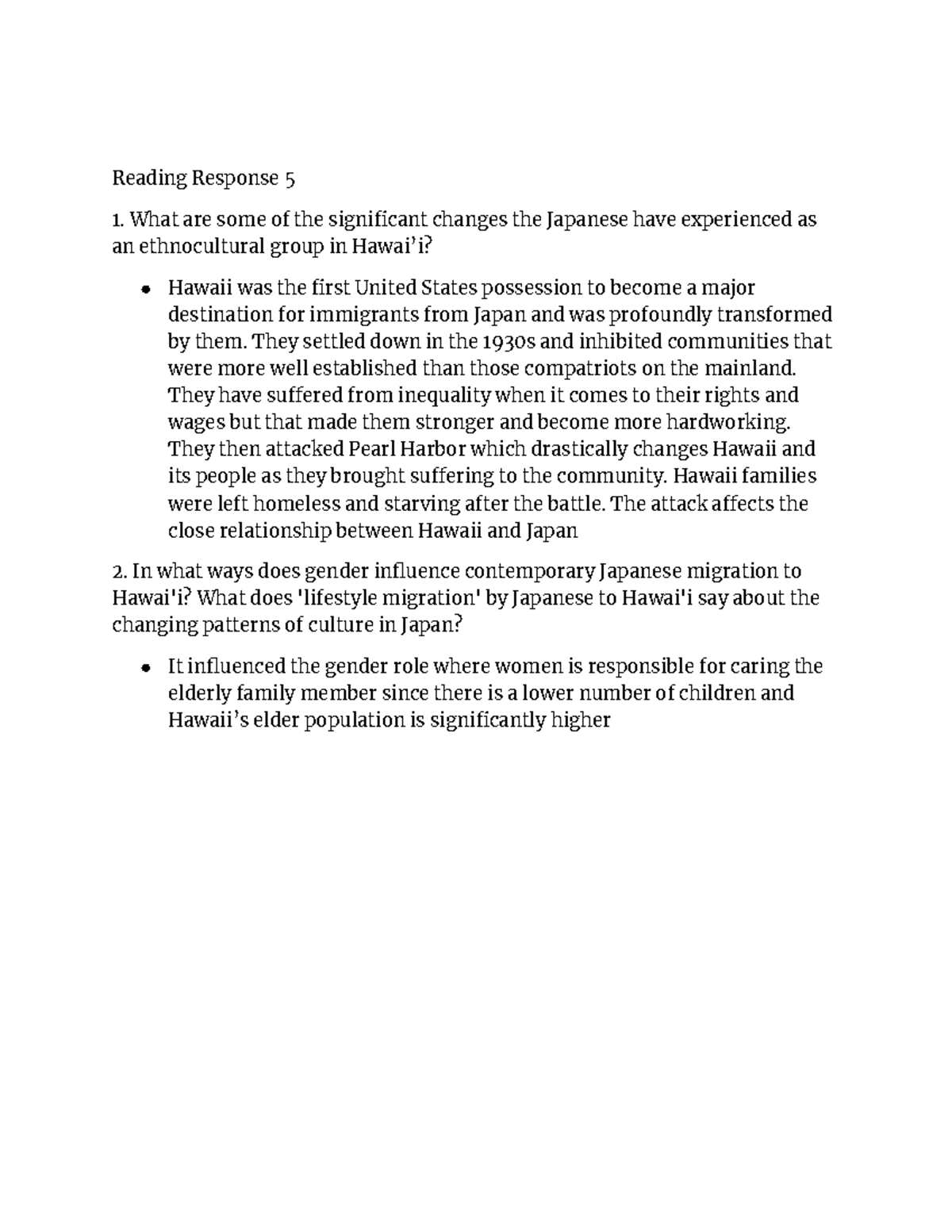 AN340 Reading response - Reading Response 5 What are some of the ...