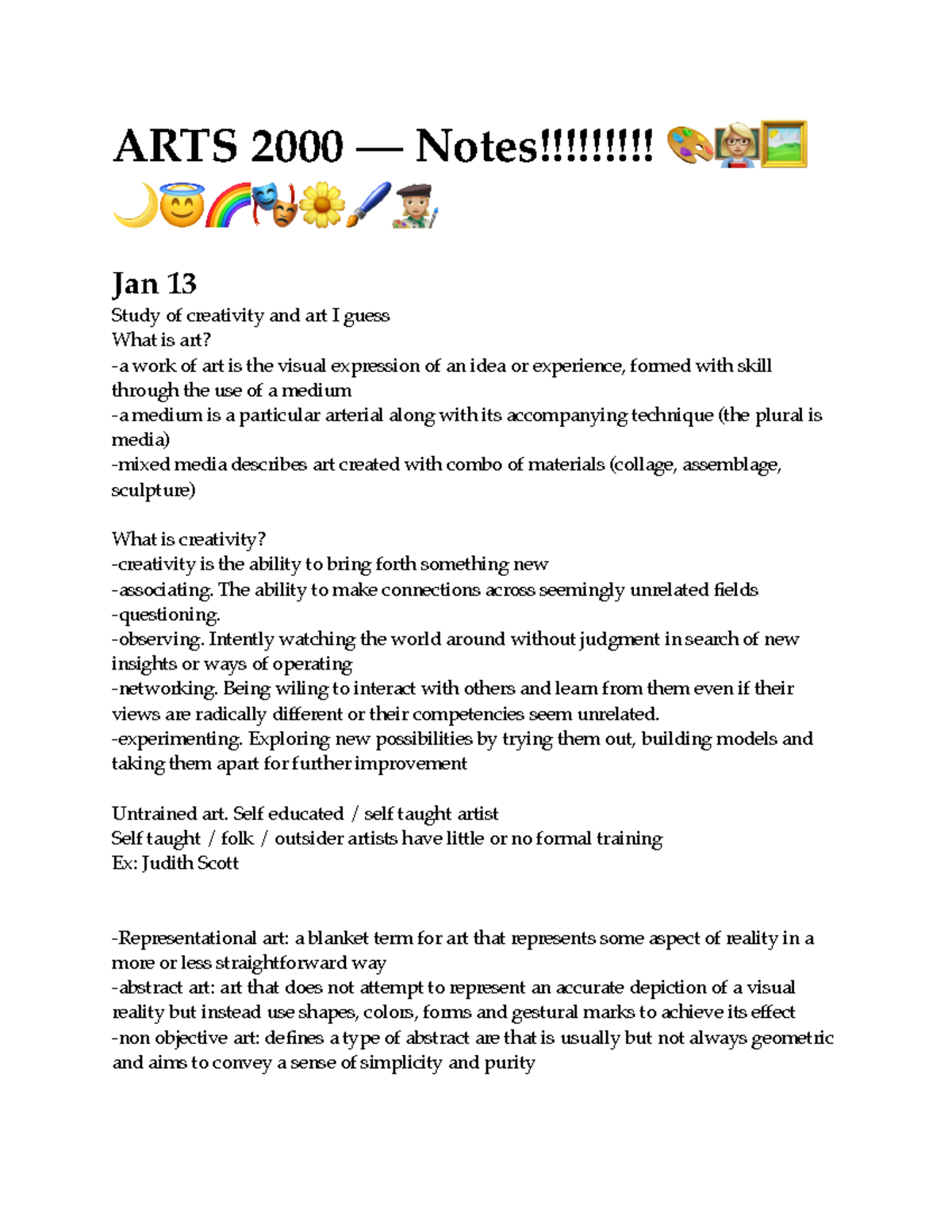 ARTS 2000 Unit 1 Notes - Literally everything - ARTS 2000 — Notes ...