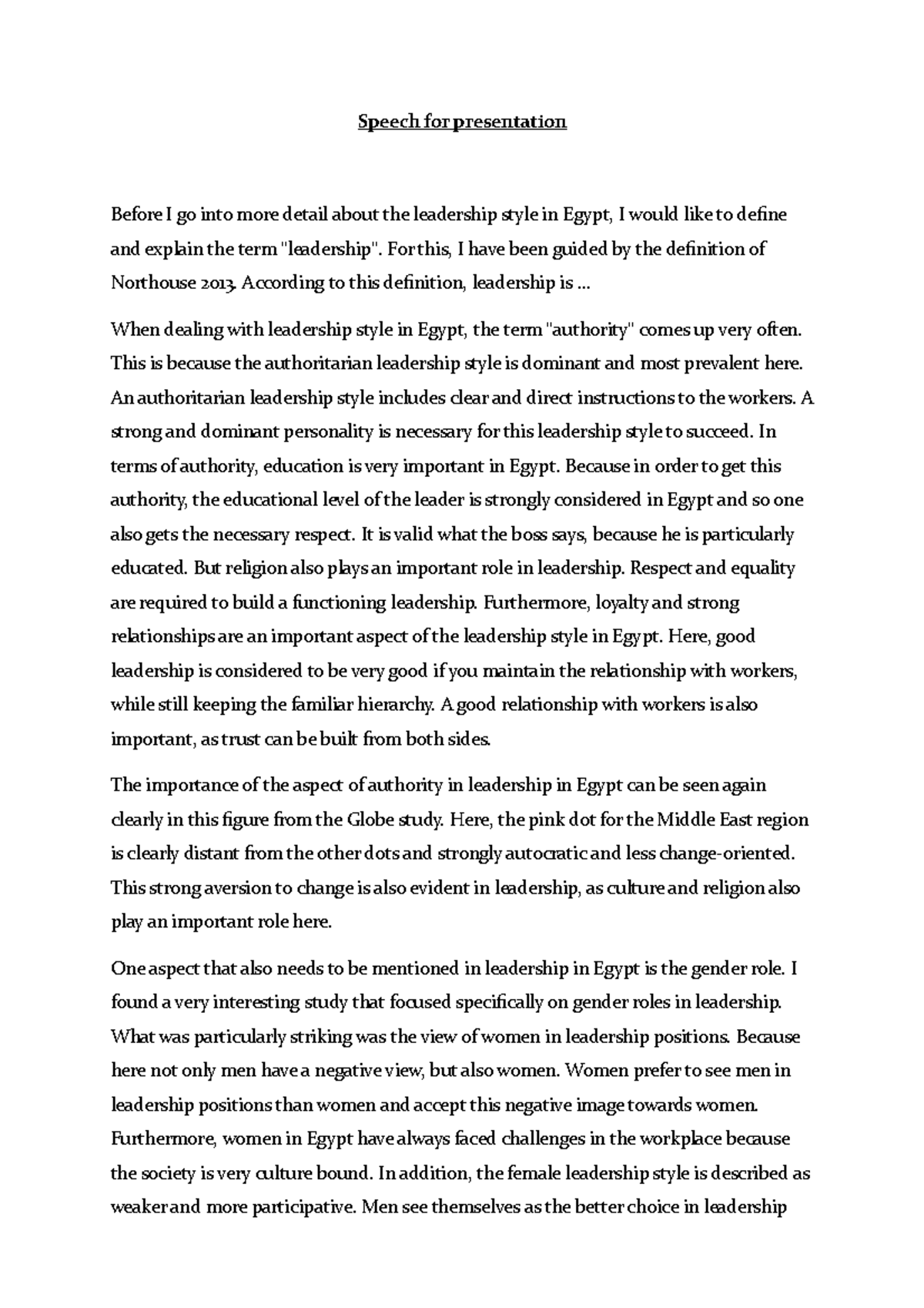 Speech for presentation global leadership - Speech for presentation ...