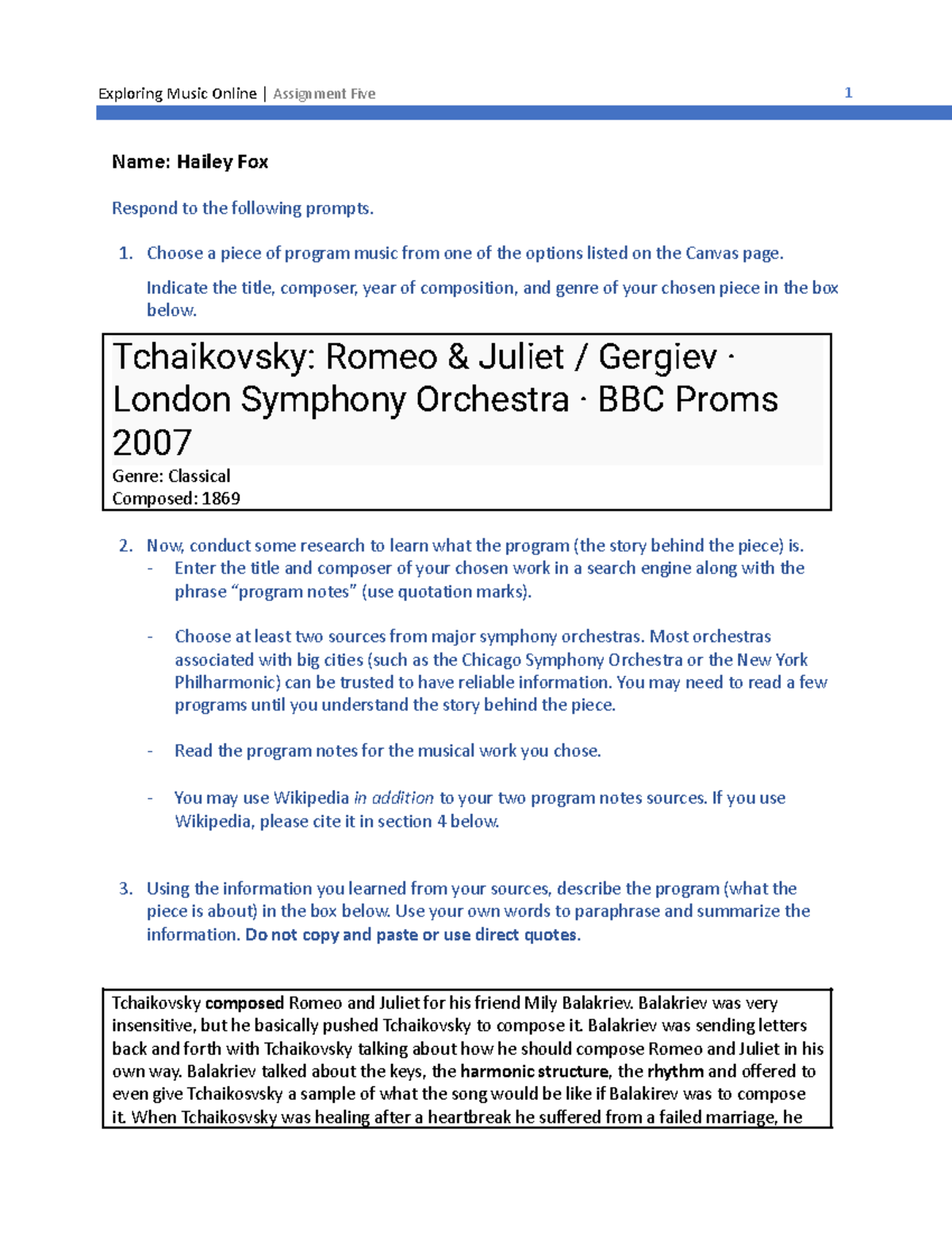 Assignment Five - Program Music - Exploring Music Online |Assignment ...