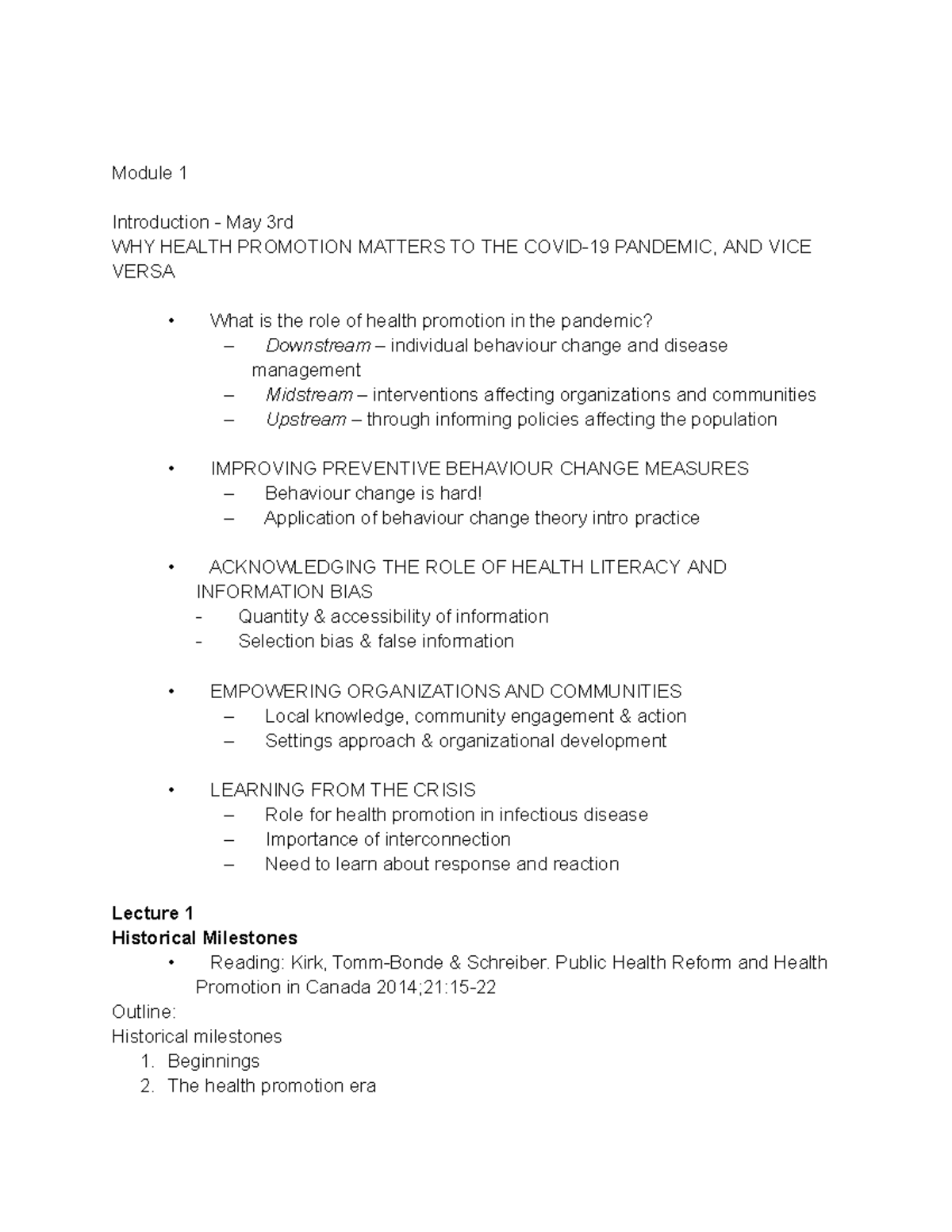 HSS 3108 Disease prevention and health promotion - Module 1 ...