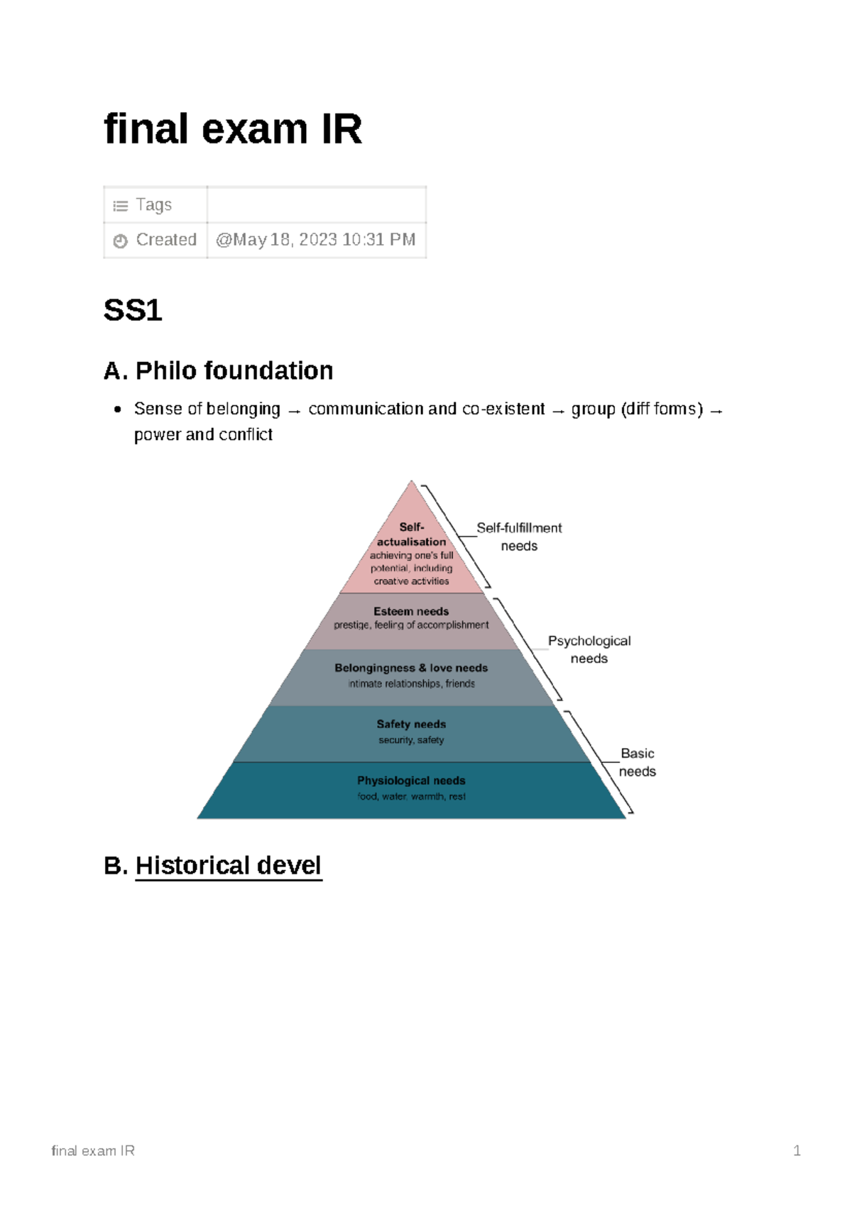 IR for final exam - final exam IR Tags Created SS A. Philo foundation ...