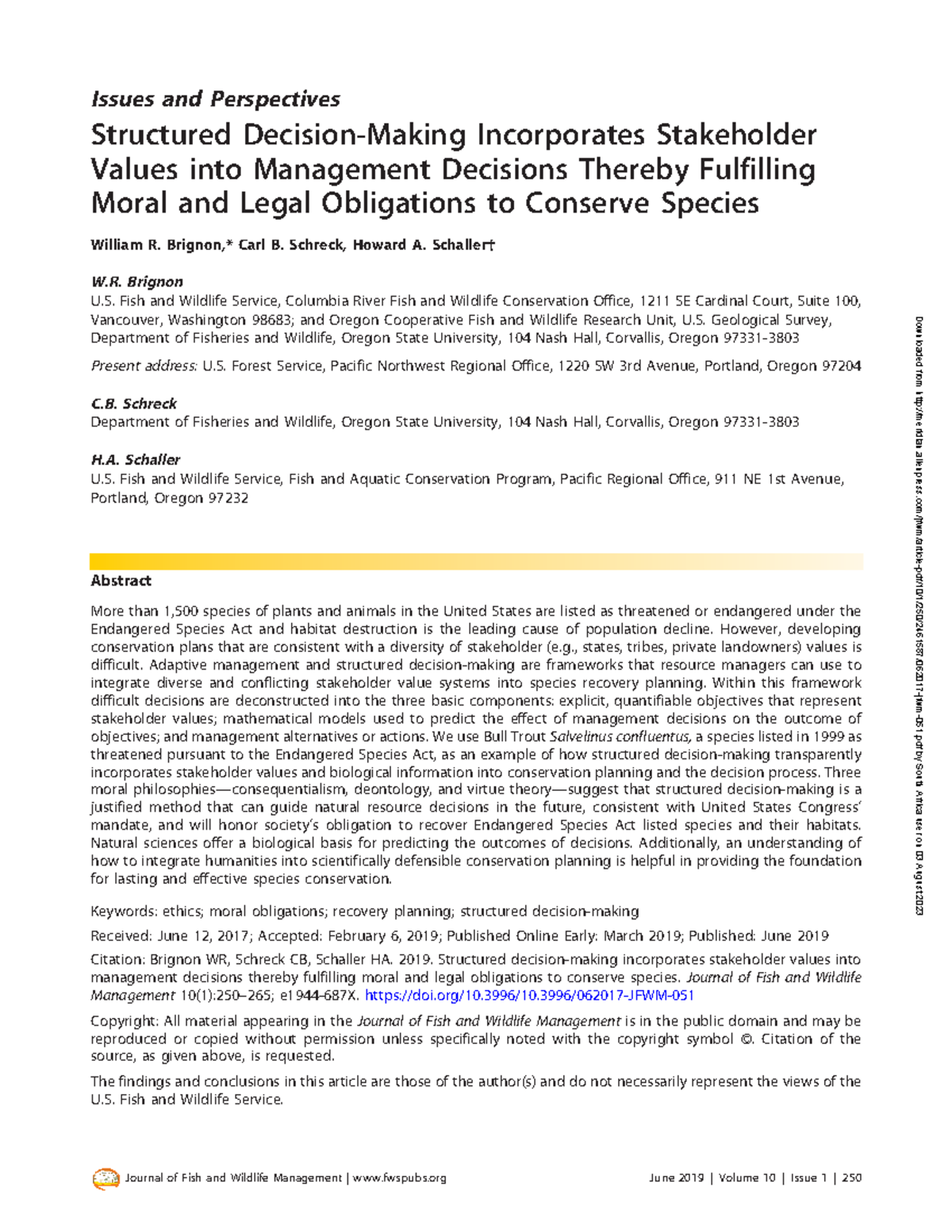 Structured Decision-Making Incorporates Stakeholder - Issues and ...