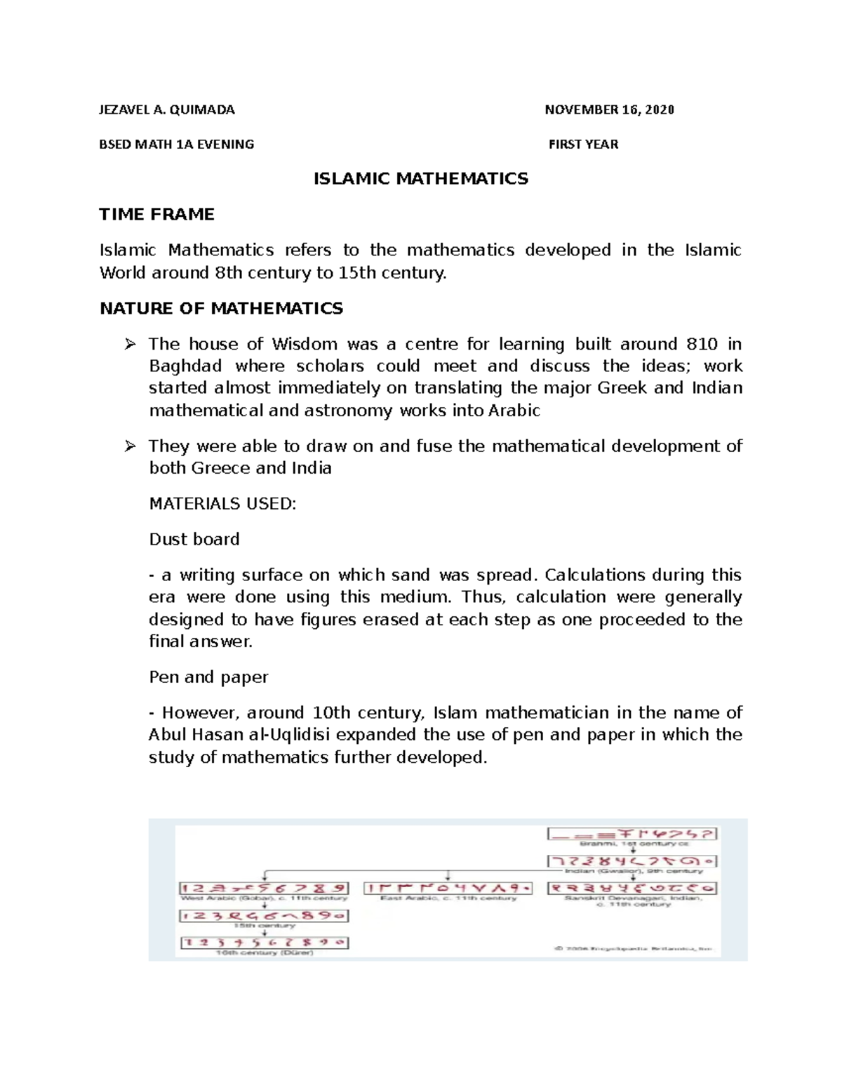 Islamic- Mathematics - JEZAVEL A. QUIMADA NOVEMBER 16, 2020 BSED MATH ...