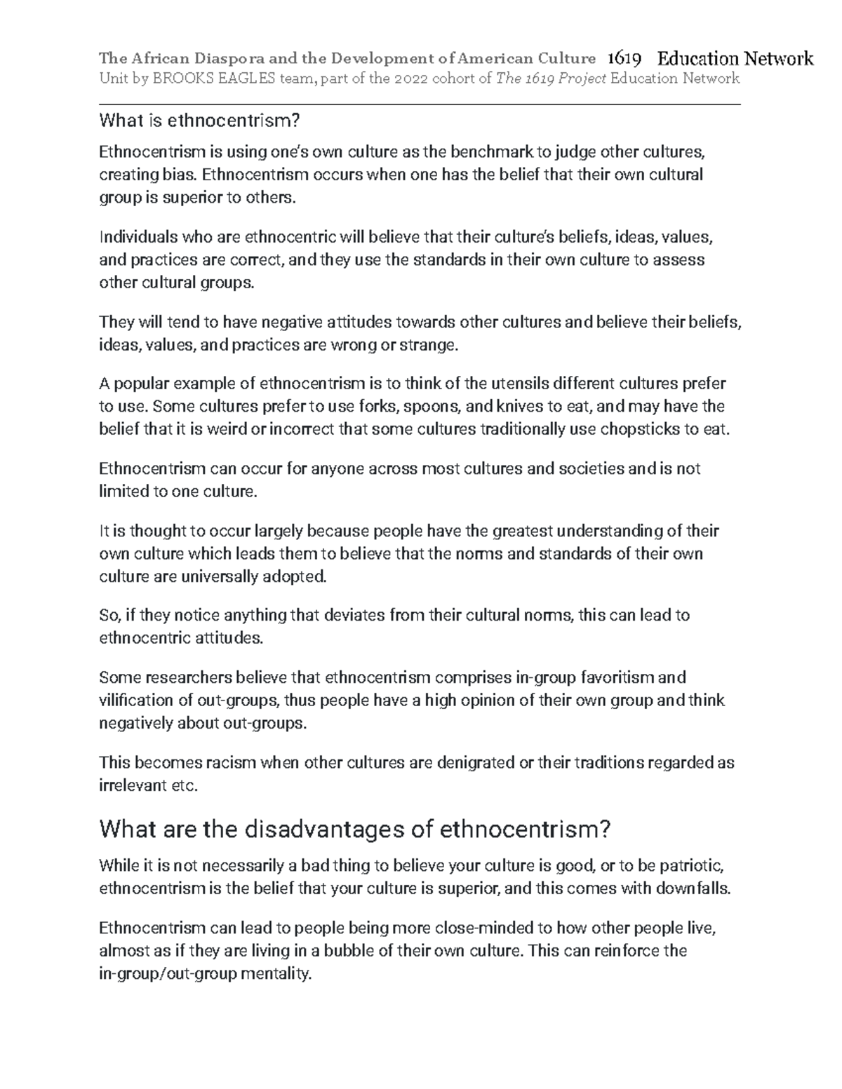 Ethnocentrism Explained - The African Diaspora and the Development of ...