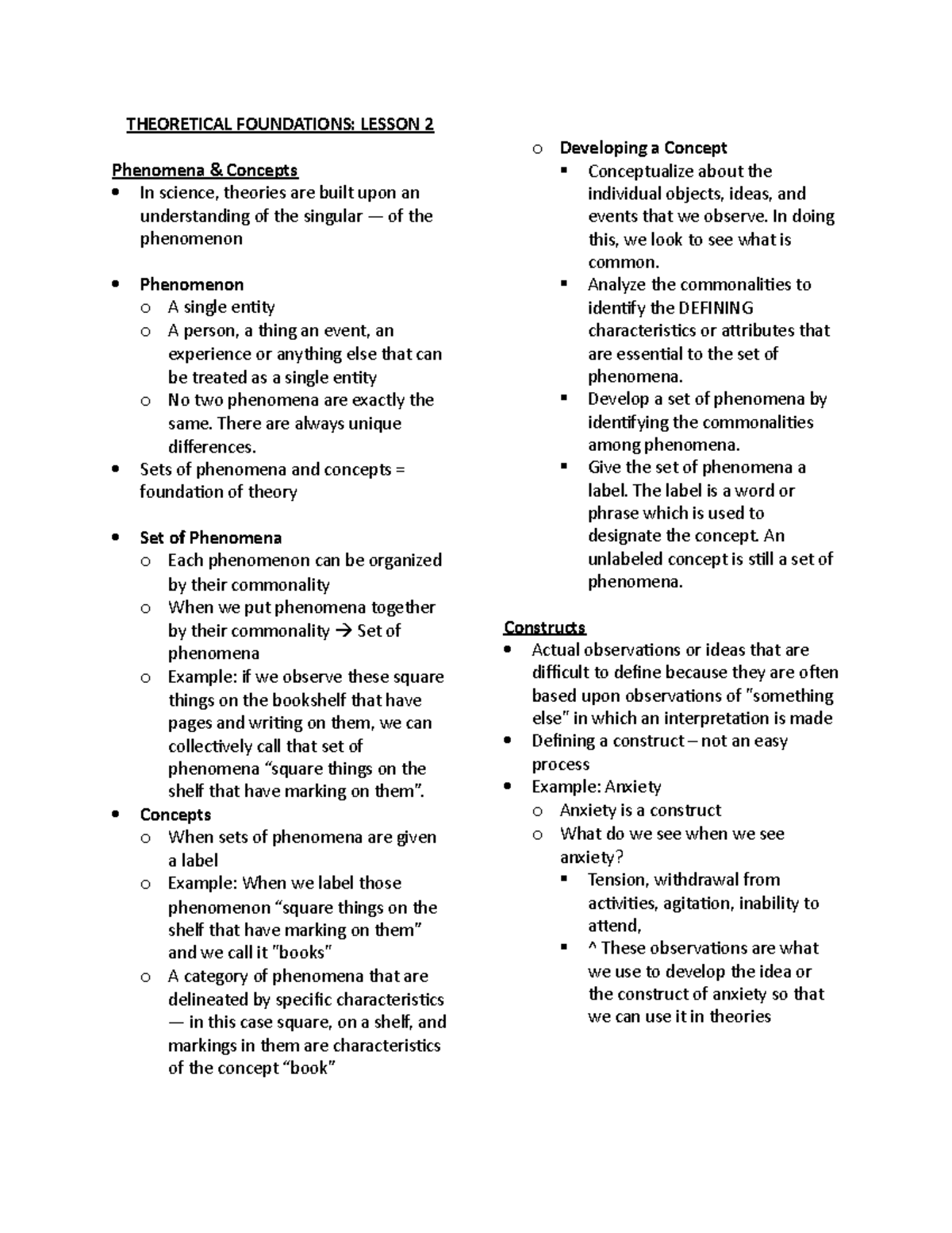 Lesson 2 - Lecture notes 1 - THEORETICAL FOUNDATIONS: LESSON 2 ...