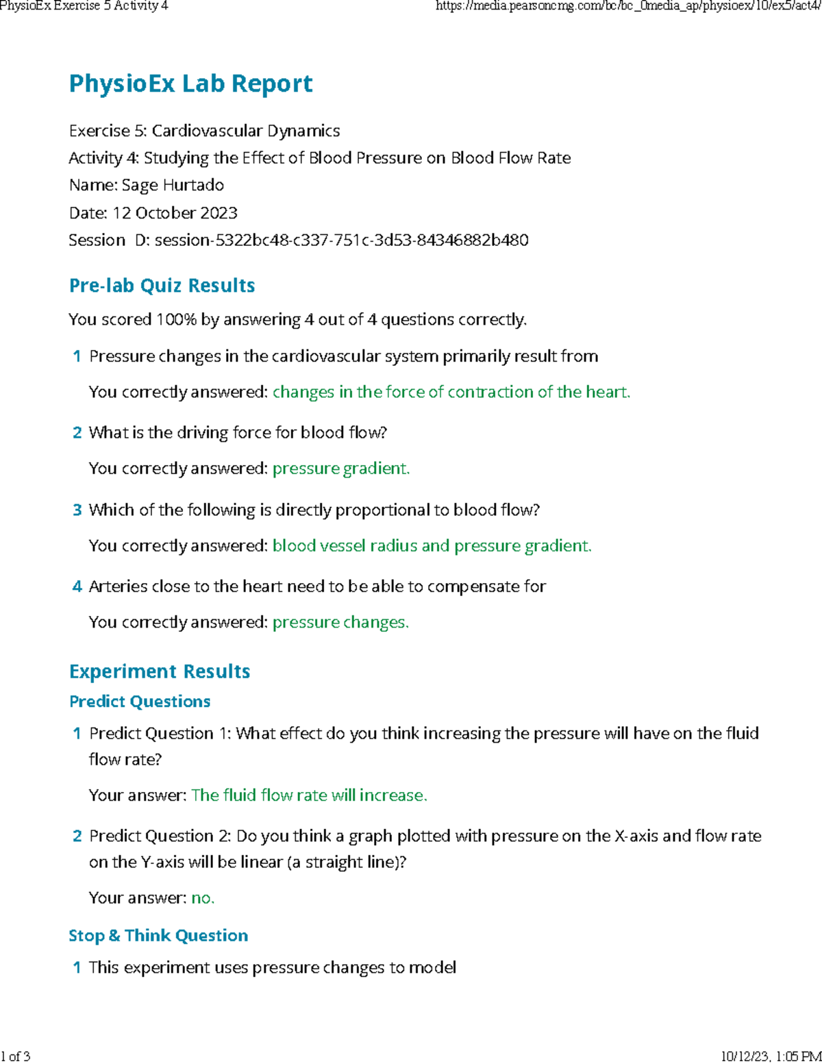 Physio Ex Exercise 5 Activity 4 - PhysioEx Lab Report Exercise 5 ...
