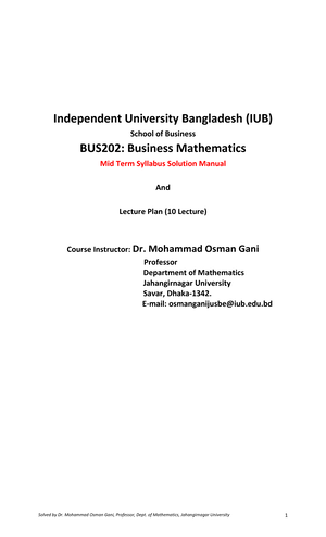 Final assignment - Business Mathematics with Applications in Management ...