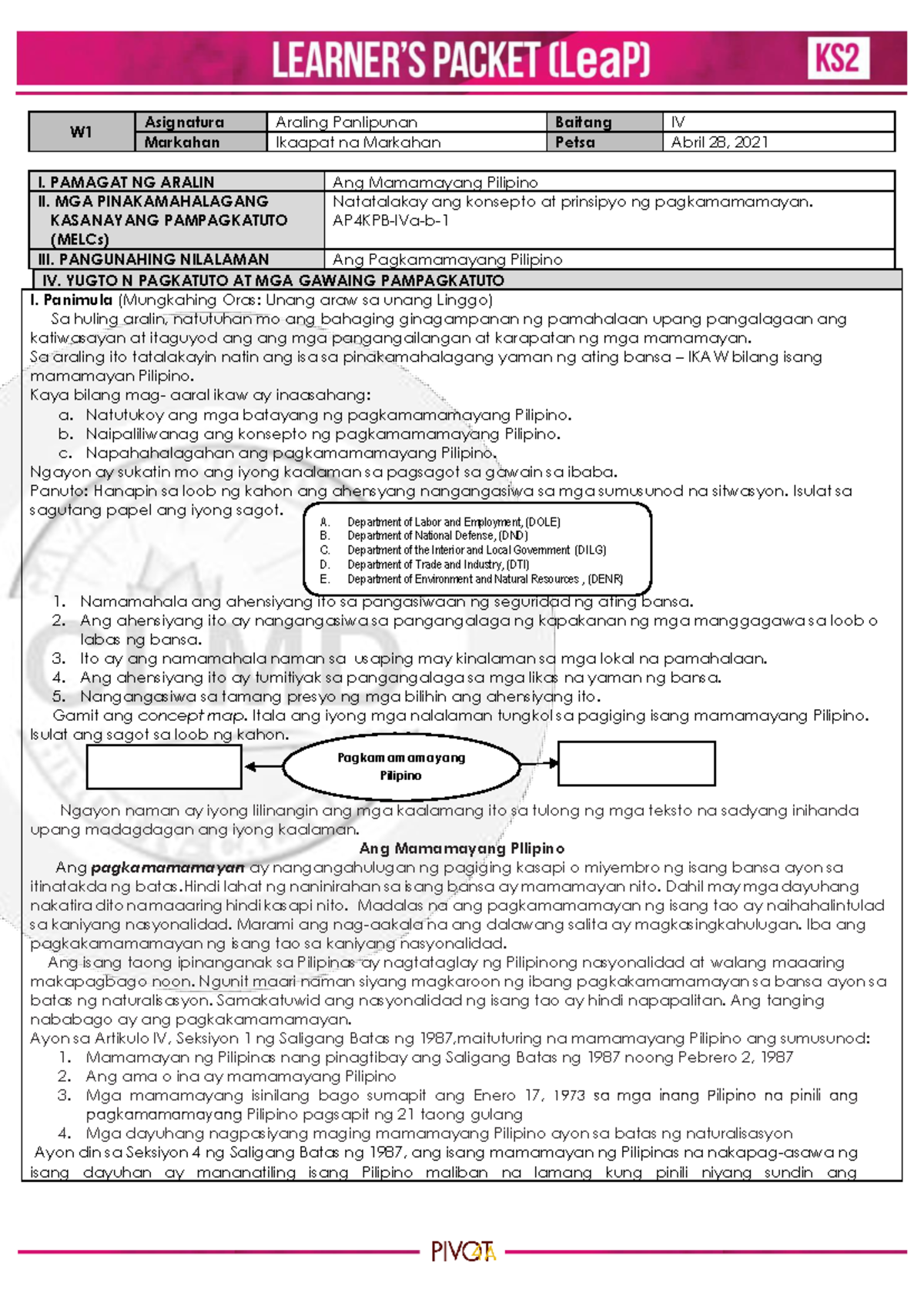 Q4 AP 4 Week 1 - Quarter 4 Araling Panlipunan Grade 4 Week 1 - W ...