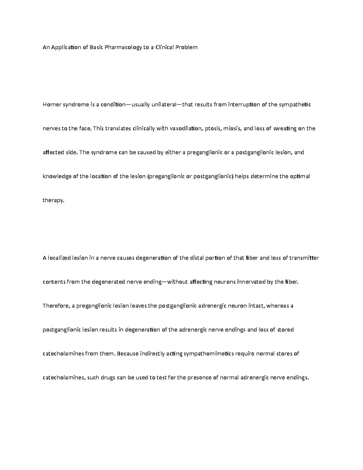 An Application of Basic Pharmacology to a Clinical Problem - This ...