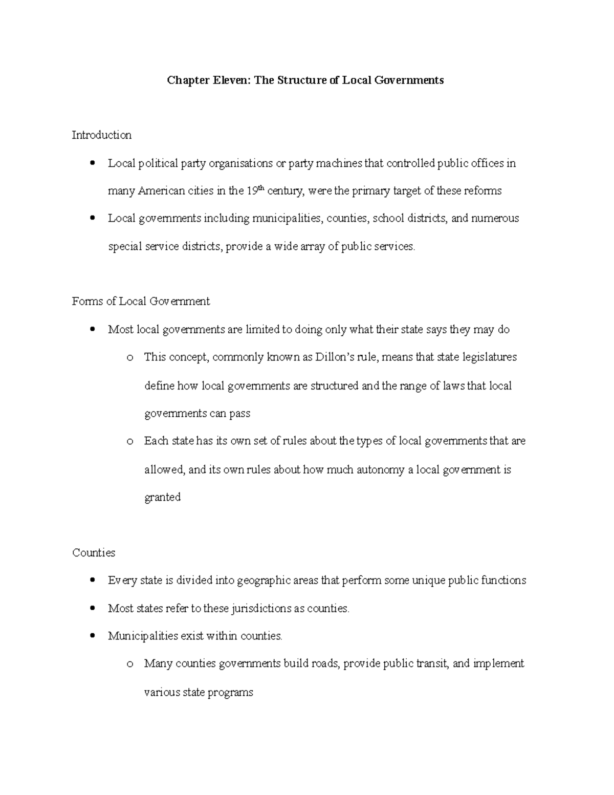 Chapter Eleven The Structure of Local Governments - Chapter Eleven: The ...