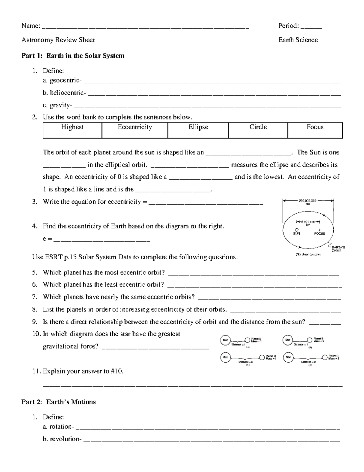 Nicolas Martinez - Astronomy Review Sheet 2019 - Name: - Studocu