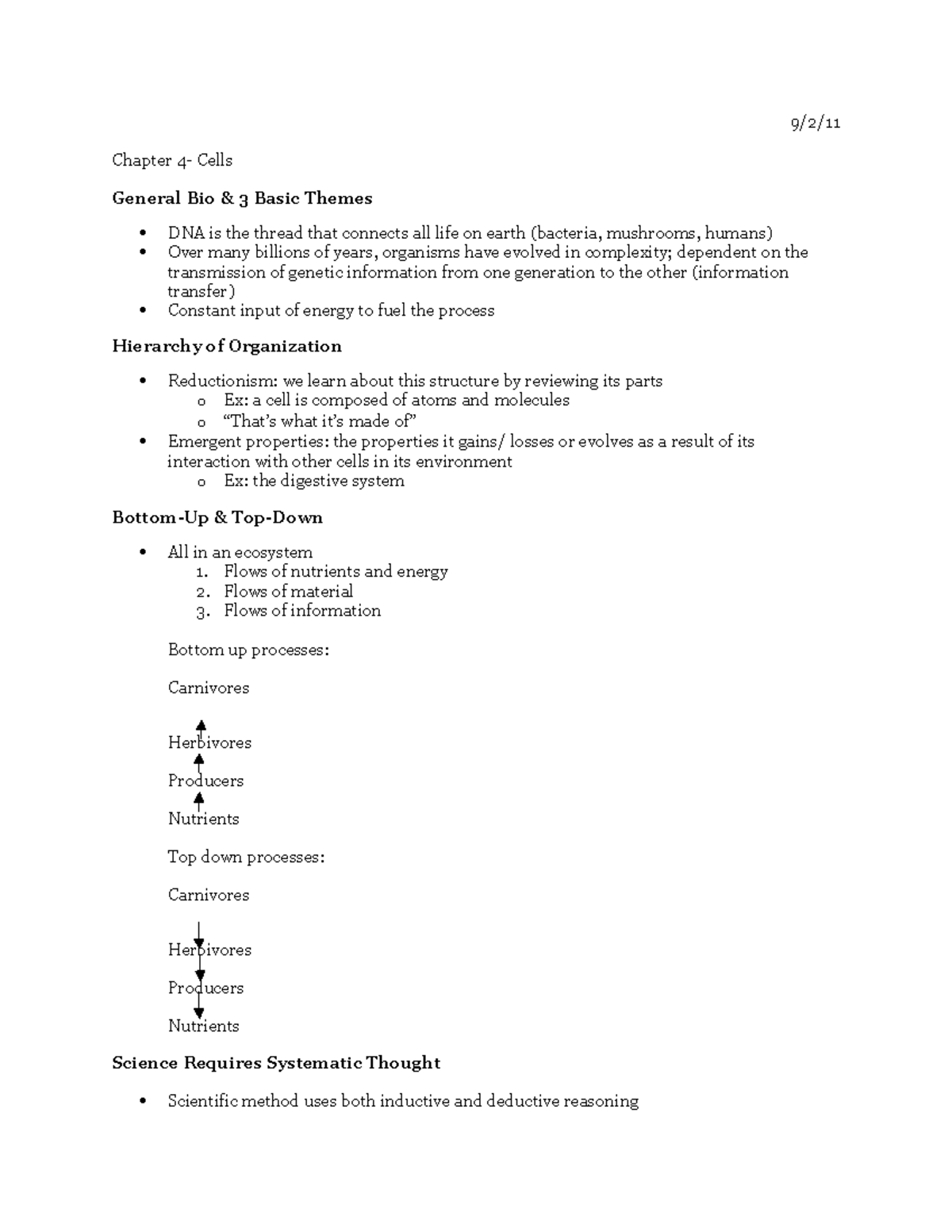 Cells ch4- exam 1 - 9/2/11 Chapter 4- Cells General Bio & 3 Basic ...