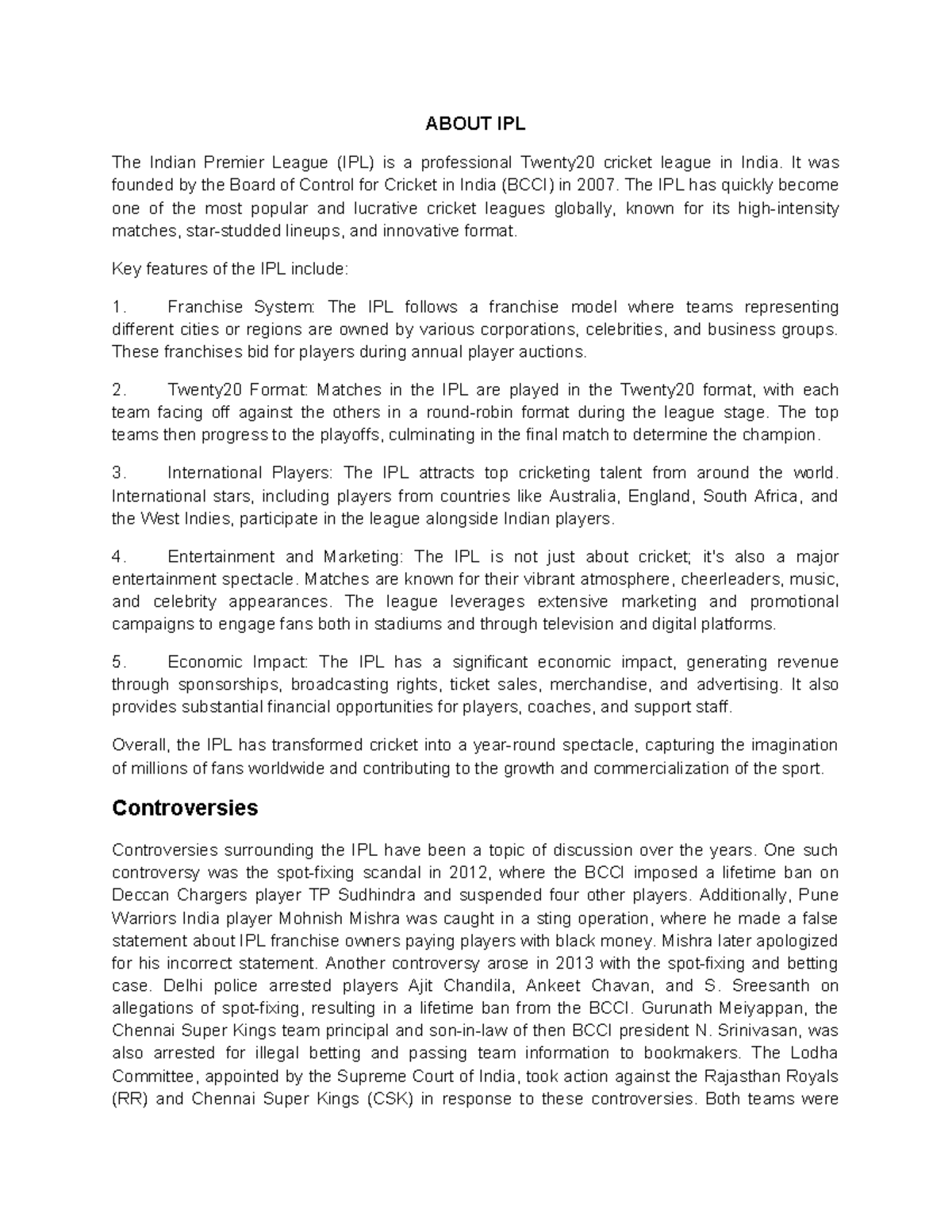 About IPL - Summary Professional Preparation In Physical Education ...