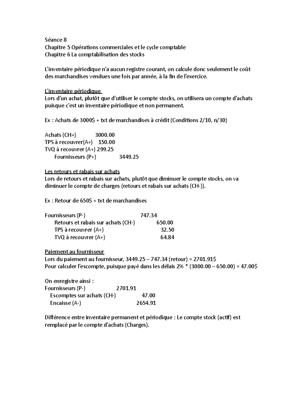 Chapitre 5-6 inventaire périodique - Séance 8 Chapitre 5 Opérations ...