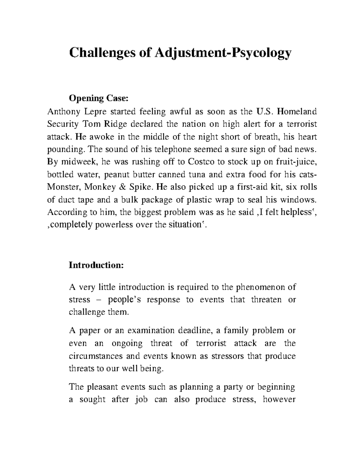 Challenges of Adjustment-Psycology - Challenges of Adjustment-Psycology ...