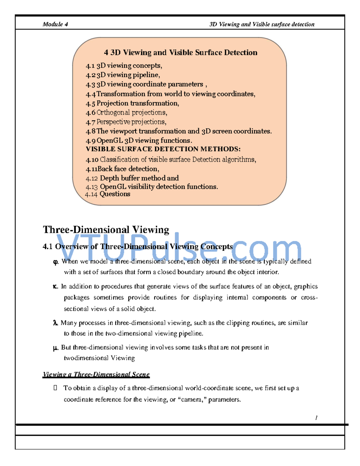 Cg Module 4 Cg Notes 4th Sem Vtupulse 4 3d Viewing And Visible Surface Detection 4 3d 9475