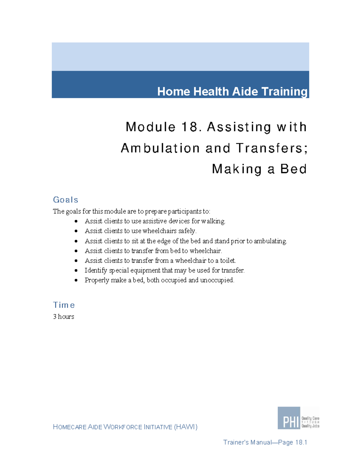 Skills lesson plans - ####### HOMECARE AIDE WORKFORCE INITIATIVE (HAWI ...