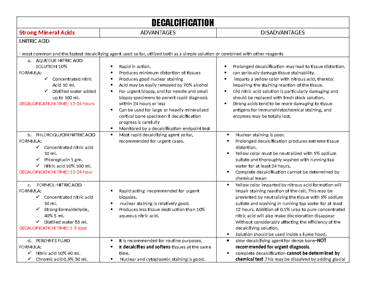 Decalcification - DECALCIFICATION Strong Mineral Acids ADVANTAGES ...