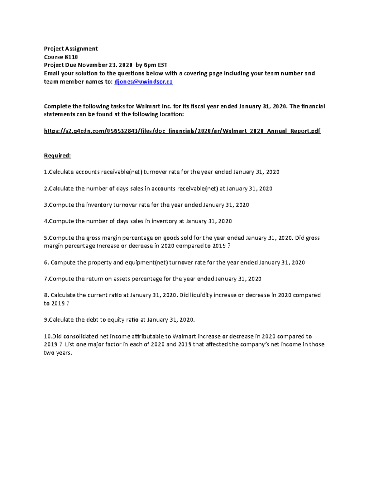 Group Project Assignment due November 23, 2020 - Project ...