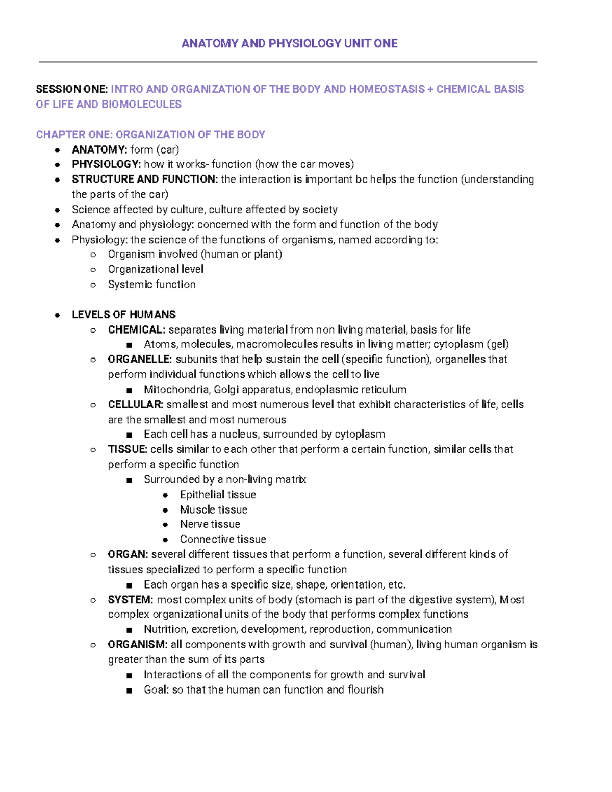 Anatomy and Physiology - SYSTEM: most complex units of body (stomach is ...