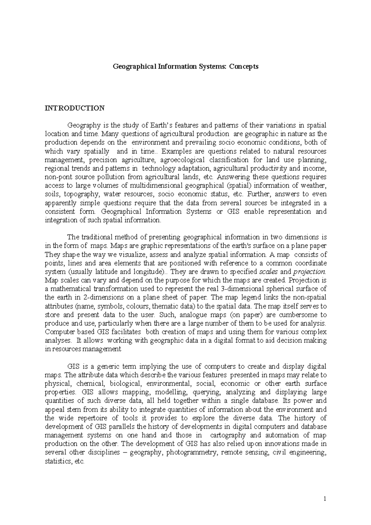 Geographical information system short notes - Geographical Information ...