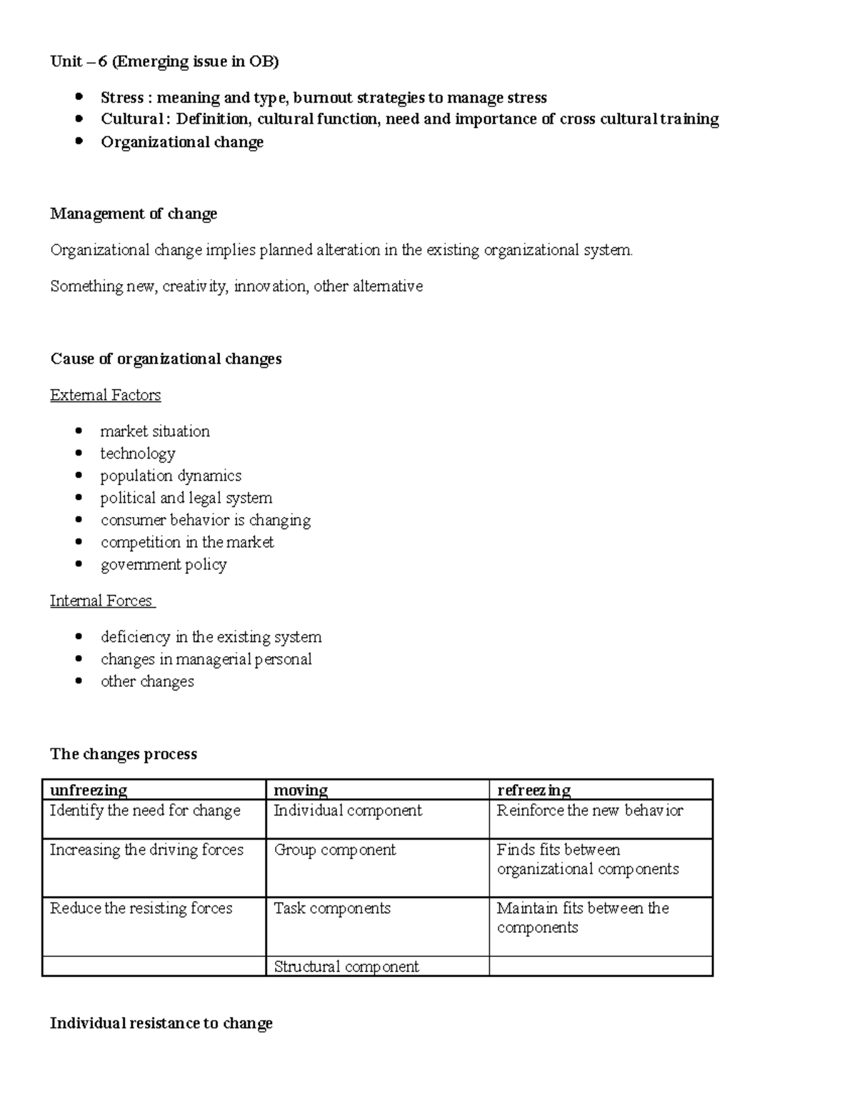 Unit -6(OB) - Lecture notes 12,13 - Unit – 6 (Emerging issue in OB ...