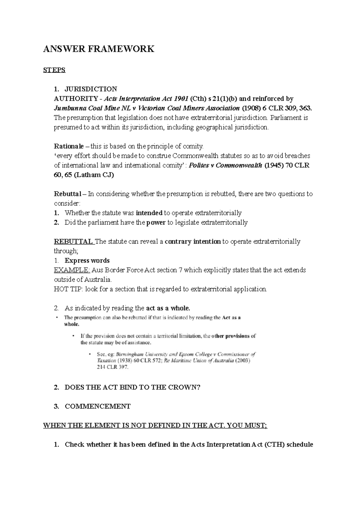 Answer Framework for Exam Questions - ANSWER FRAMEWORK STEPS 1 ...