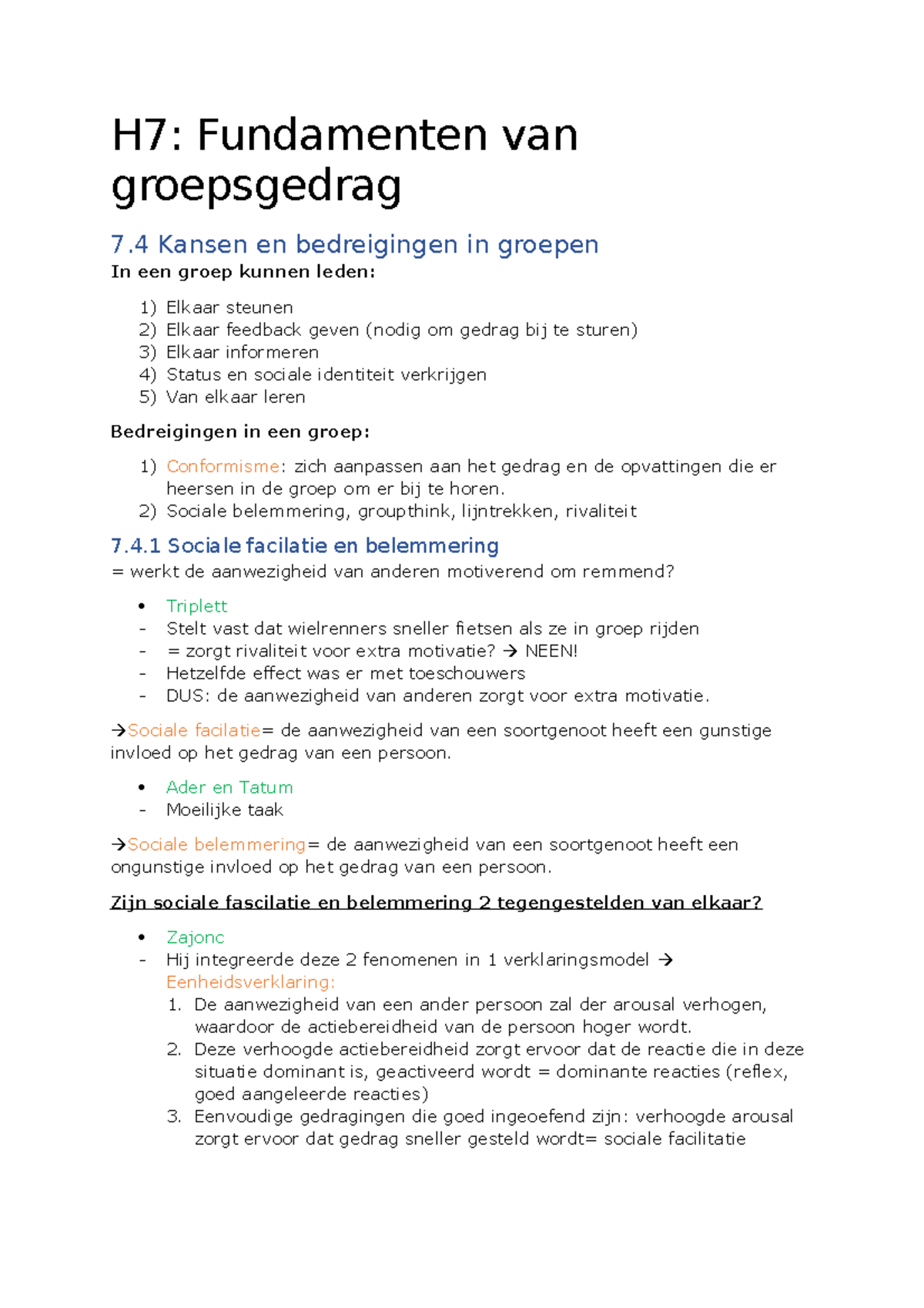 H7 - enkel H7 - Gedrag in Organisaties - H7: Fundamenten van ...