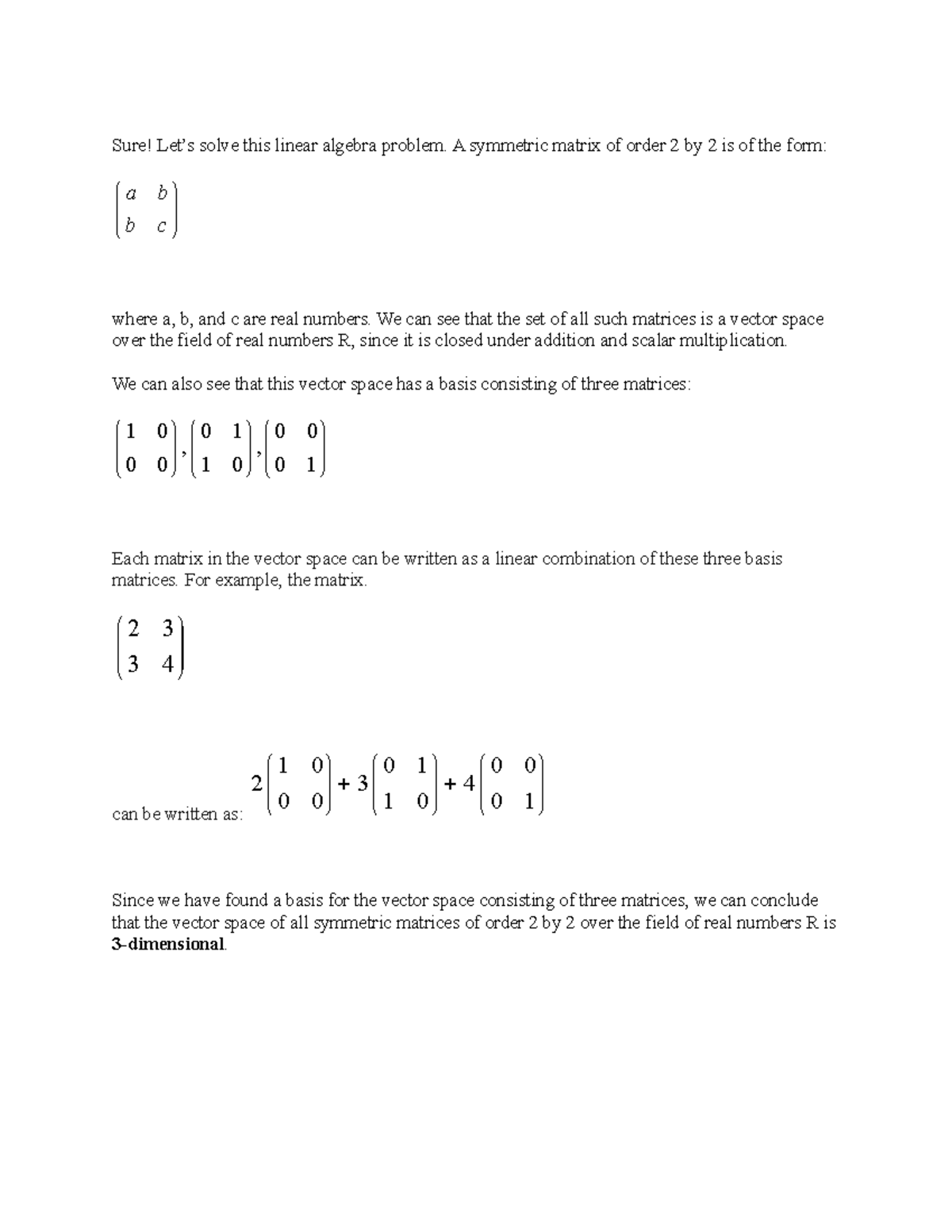 MTH501 Assignment 2 - Sure! Let’s solve this linear algebra problem. A symmetric matrix of order ...