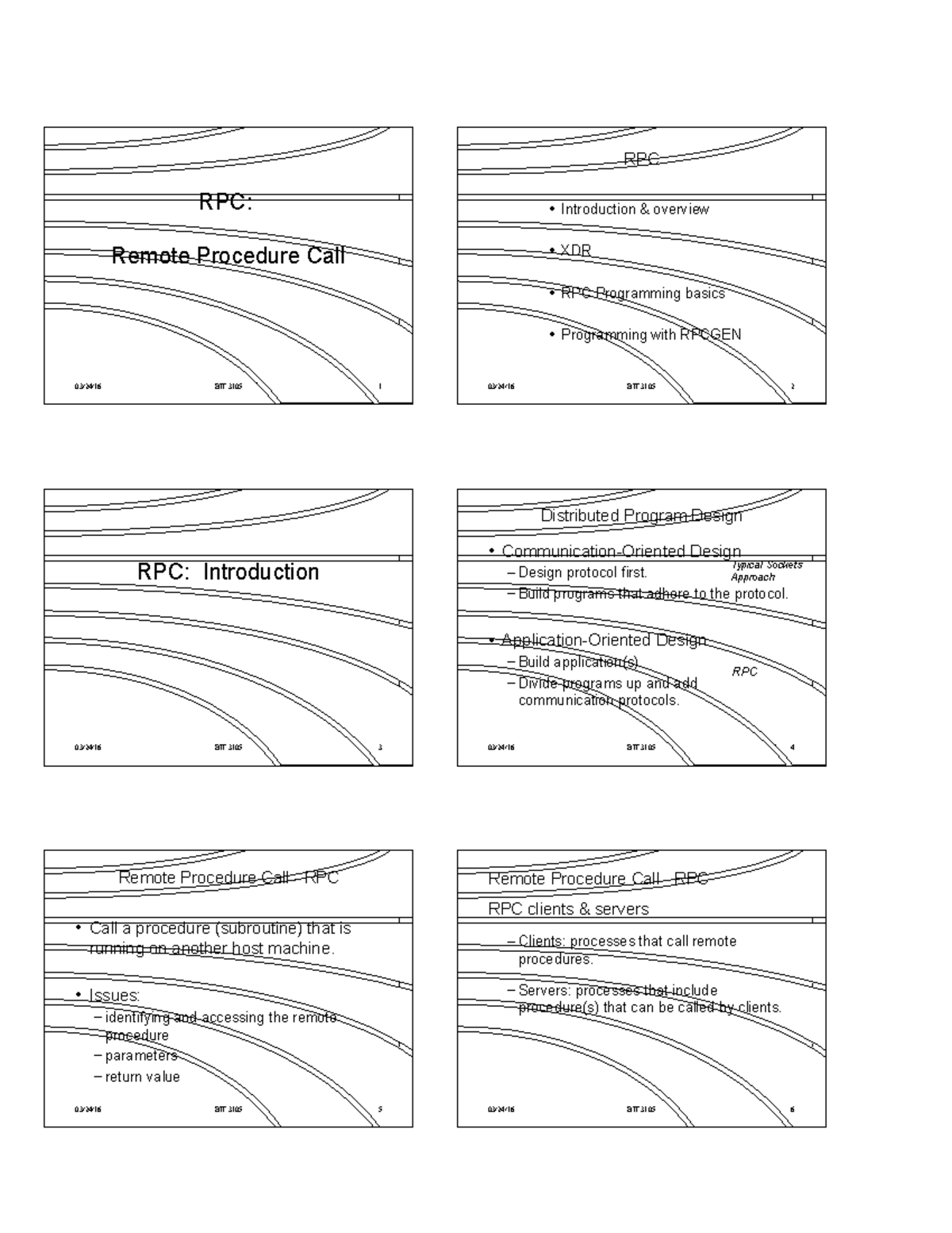 Lecture 5b - Remote Procedure Call - 03/24/16 BIT 3105 1 RPC: Remote ...