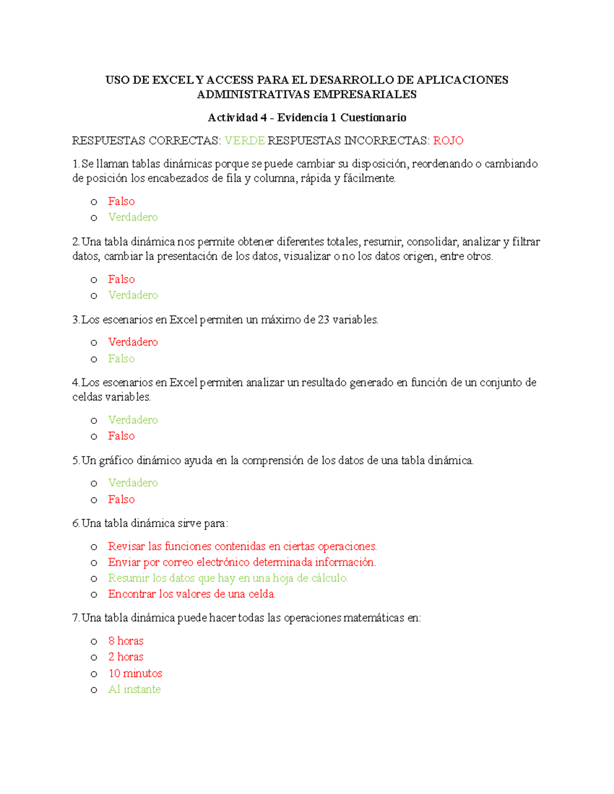 Actividad 4 - Evidencia 1 Cuestionario - USO DE EXCEL Y ACCESS PARA EL ...